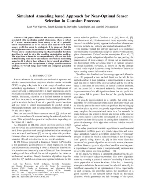 Pdf Simulated Annealing Based Approach For Near Optimal Sensor