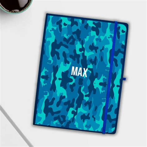 A4 Mole Notebook Camo Blue Personalised Notebook