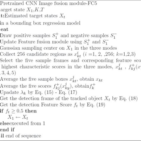 Pseudocode Of The Tracking Algorithm Download Scientific Diagram