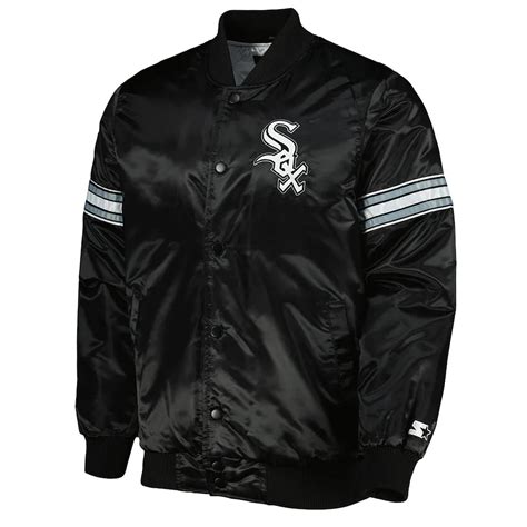 Starter Satin Pick And Roll Chicago White Sox Black Jacket Jacket Makers