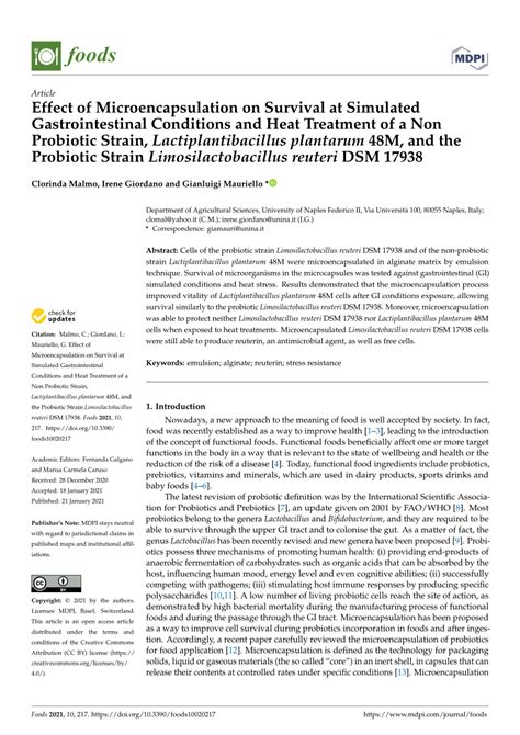 Pdf Effect Of Microencapsulation On Survival At Simulated Gastrointestinal Conditions And Heat