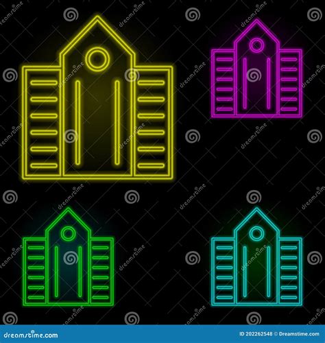 House Neon Color Set Icon Simple Thin Line Outline Vector Of Building Landmarks Icons For Ui