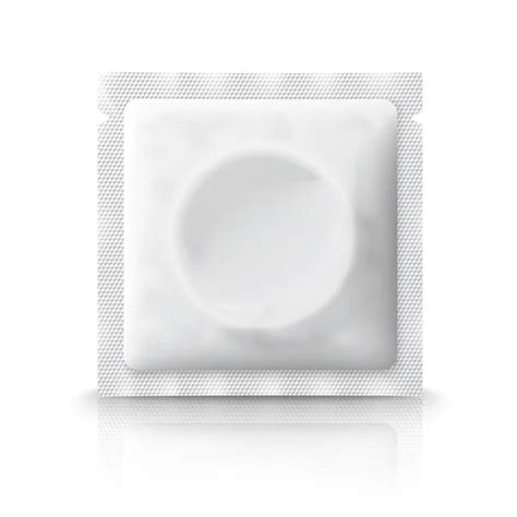 Blank White Plastic Condom Pack Isolated On Grey Background With Place