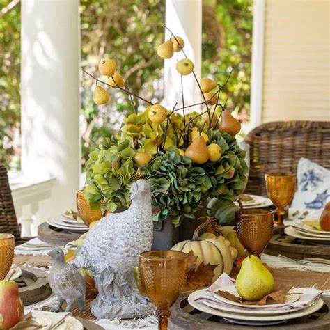 Pretty Fall Pear Stem Set Of 2 Antique Farmhouse