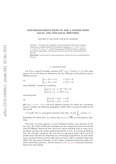 Pdf Non Simultaneous Blow Up For A System With Local And Non Local