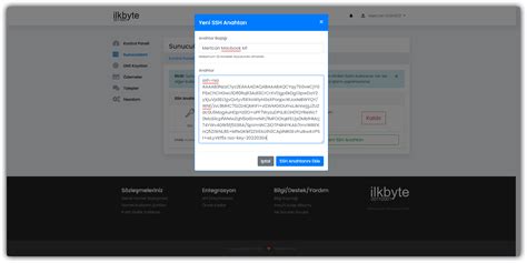 bir ssh anahtarı ile İlkbyte ta sunucuya nasıl giriş yapılır
