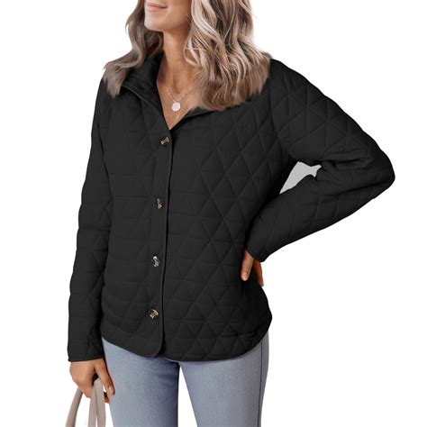 Dolkfu Black Jackets For Women Lightweight Hooded Button Down Button