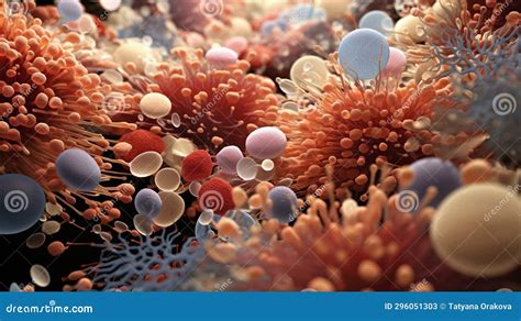 Microbes Microorganisms Viruses Under A Microscope Stock