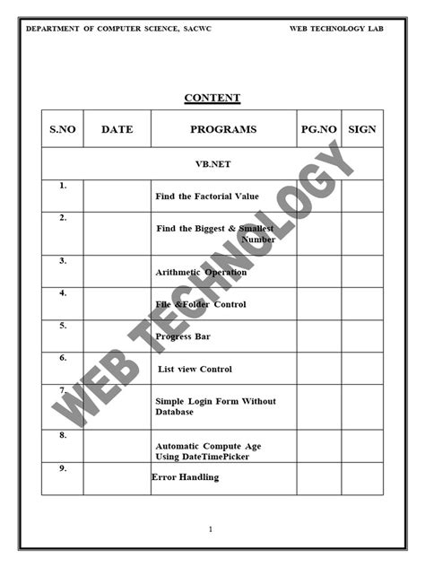 Web Technology Lab Manual Pdf Microsoft Access World Wide Web
