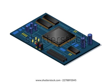 Isometric Motherboard Computer Vector Graphic Illustration Stock Vector Royalty Free