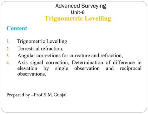 Trigonometric Levelling Unit 6 Ppt