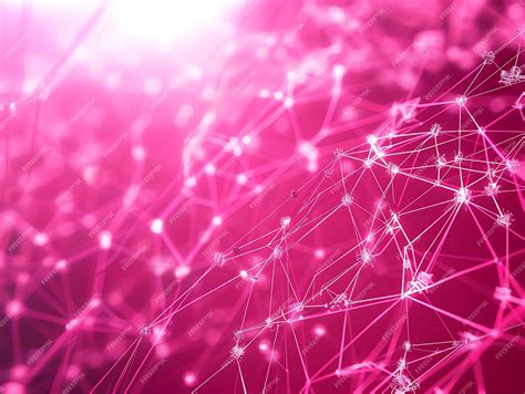 Abstract Pink Background With Connecting Dots And Lines Connection