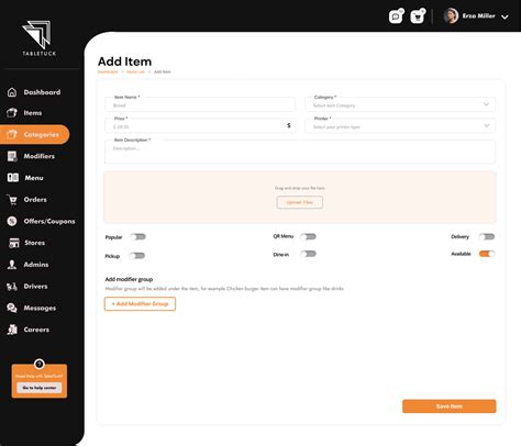 Admin Dashboard Restaurant Management Dashboard