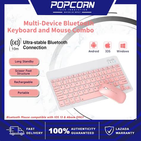 Universal 10 Inches Keyboard And Mouse Set Wireless Slim Portable Bluetooth Keyboard Mouse Set