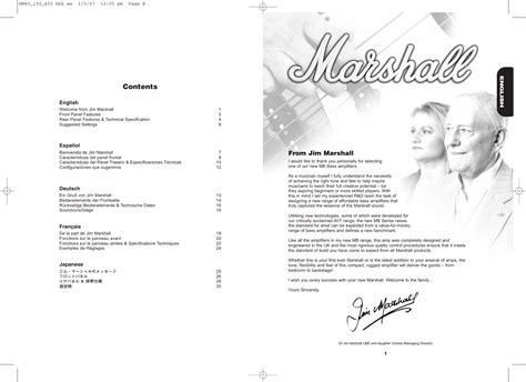 Marshall Amplification Mb150 Users Manual Mb60 Handbook Aw