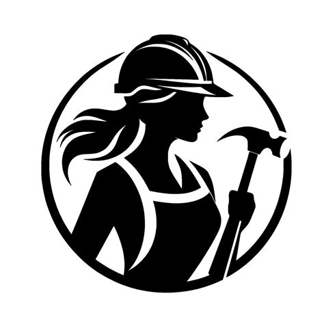 Silhouette Of A Female Construction Worker Wearing A Hardhat And