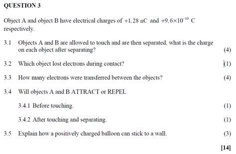 Solved Question 3 Object A And Object B Have Electrical