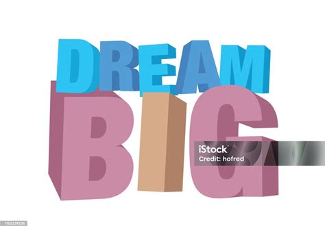 타이포 그래피 3d 위상의 벡터 고립 된 그림은 세련 된 색상으로 큰 꿈 힘을 실어 주는 동기 부여 슬로건 또는 자기 도움 사람들 3차원 형태에 대한 스톡 벡터 아트 및