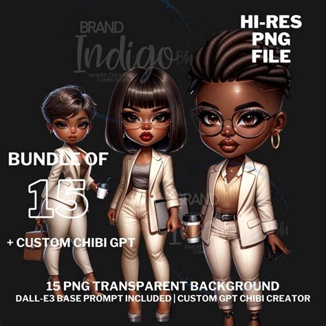 Chibi Style African American Woman Png Collection Fashionable Chibi Glam Gpt Creator Creative