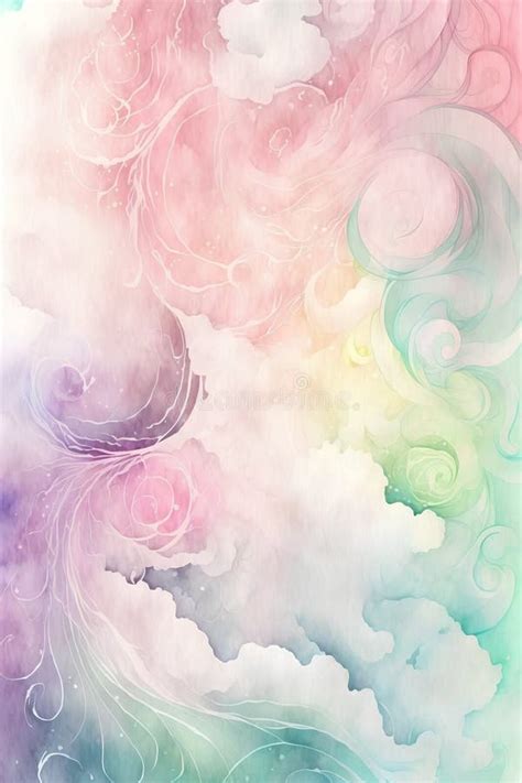 Abstract Watercolor Background With Clouds And Swirls In Pastel Colors Stock Illustration