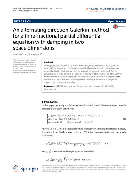 Pdf An Alternating Direction Galerkin Method For A Time Fractional Partial Differential