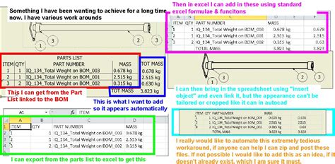solved show total mass automatically in parts list autodesk community