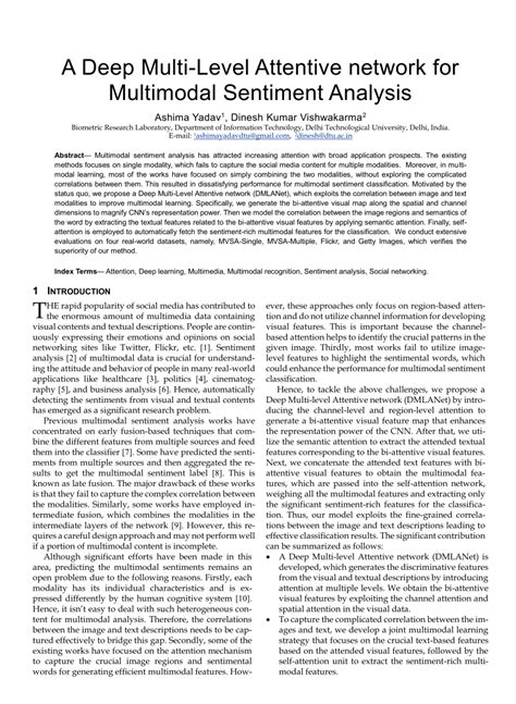 Pdf A Deep Multi Level Attentive Network For Multimodal Sentiment Analysis