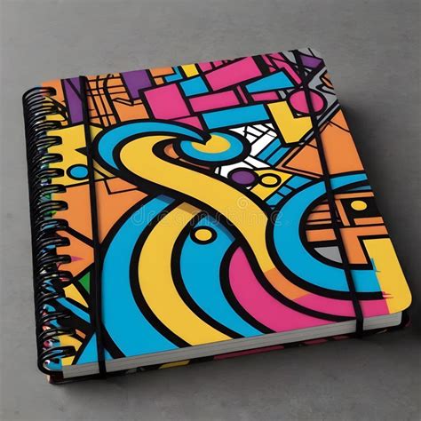 Hip Hop Graffiti Notebook Mockup With Clipart Style Stock Illustration