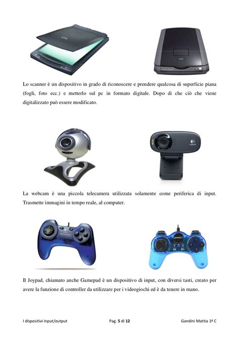 relazione di informatica su dispositivi di output ed input