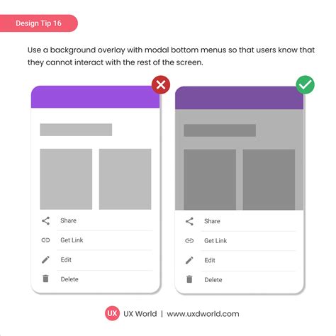 Design Tip16 Use Background Overlay With Modal Bottom Menus Ux Design World