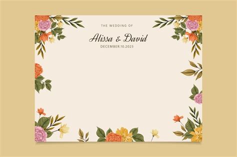 손으로 그린 결혼식 템플릿 무료 벡터