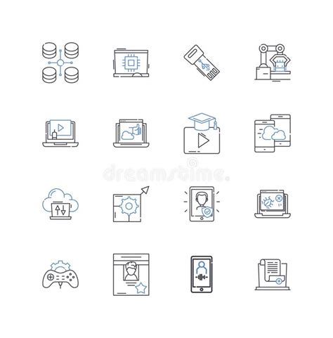 Portable Electronics Line Icons Collection Smartph Tablet Laptop E Reader Smartwatch