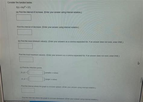 Solved Consider The Function Below Fxlnx427 A Find