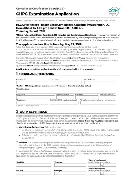 Fillable Online Compliance Certification Board Ccb Chpc Exam