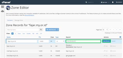 cara menambah dan mengedit dns record melalui cpanel knowledgebase