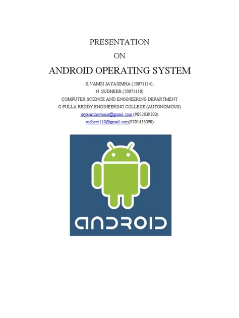 Andriod Operating System Pdf Android Operating System Mobile App