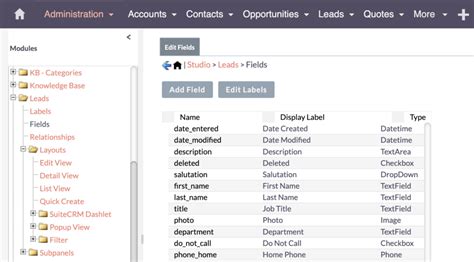 SuiteCRM Fields Master Field Customization For Efficiency