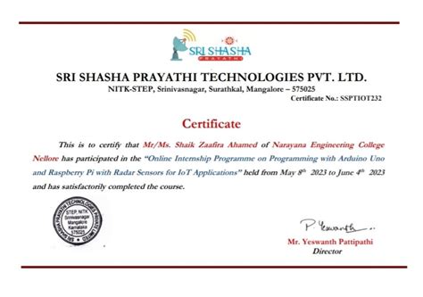 zaafira ahamed shaik on linkedin intership arduinouno raspberrypi