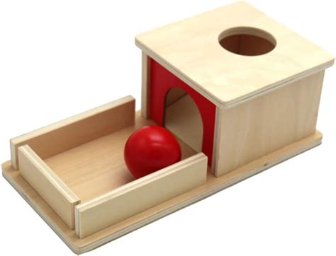 Toddmomy 1pc Montessori Object Permanence Box With Tray And Ball Preschool Learning Montessori