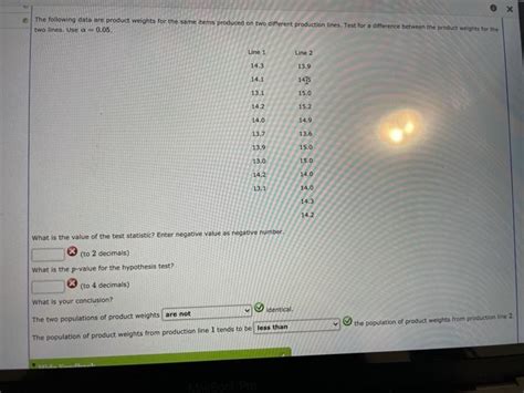 Solved The Following Data Are Product Weights For The Same