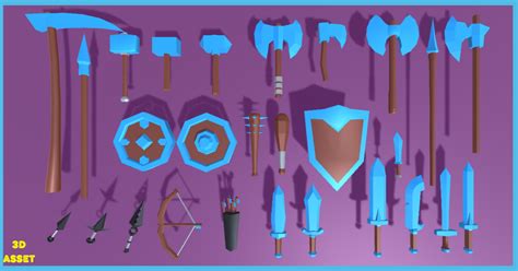 Weapons Pack 3d Hyper Casual Asset Low Poly 3d Weapons Unity