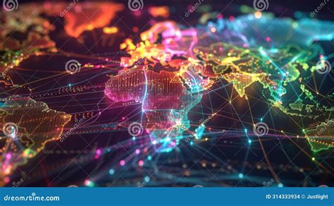A Visual Representation Of The World Map Featuring Lines Connecting Various Dots Symbolizing