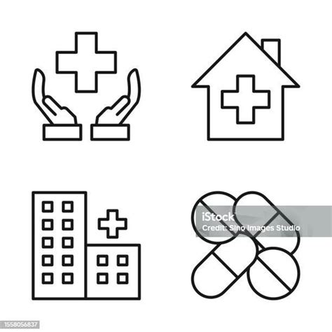 의료 병원의 편집 가능한 세트 아이콘 흰색 배경에 분리된 벡터 그림 프레젠테이션 웹 사이트 또는 모바일 앱에 사용 0명에 대한 스톡 벡터 아트 및 기타 이미지 Istock