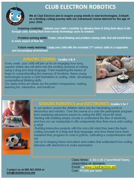 Club Electron Robotics Courses Cape Town Western Cape South Africa