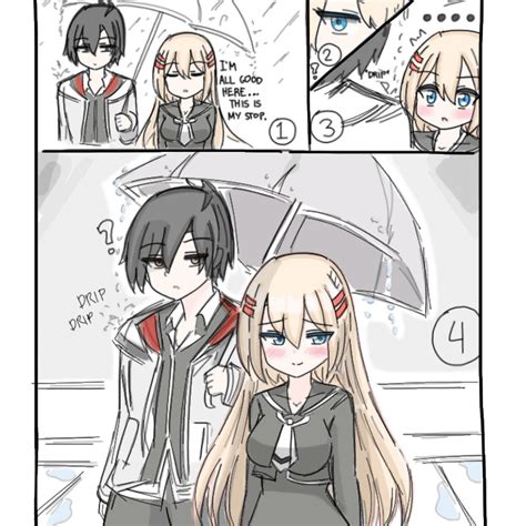 Kou And Asukas Sharing Of Umbrella Bonding Event Short Panel Drawing