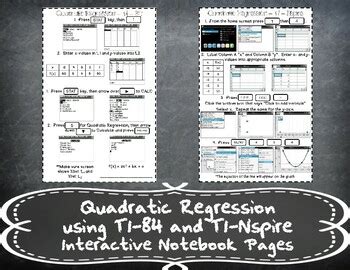 Quadratic Regression Using A Calculator Handout Notes TI And TI Nspire