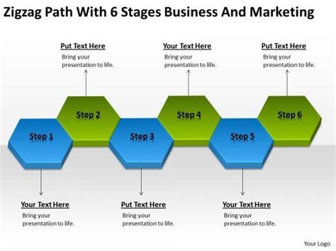 Zigzag Path With 6 Stages Business And Marketing Ppt Powerpoint Templates