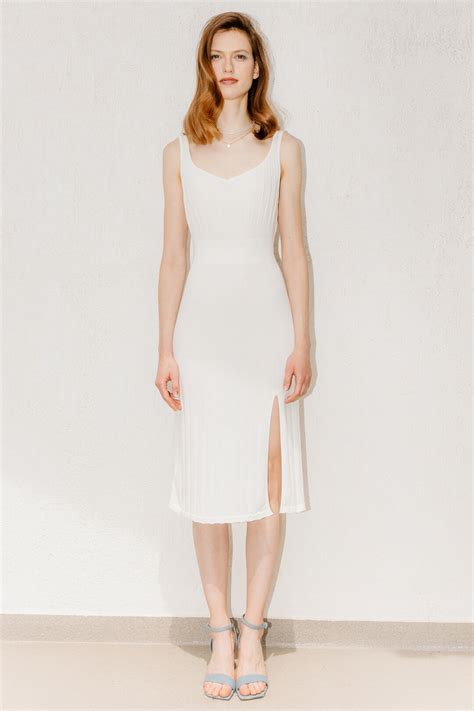 Sleeveless Dress Structure Pattern White Dresses Ivko Woman