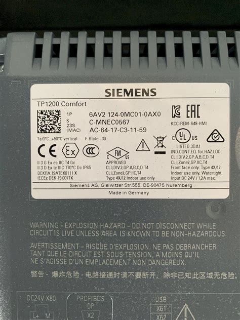 Siemens Simatic Hmi Touch Display Stock 0153624 G 2000 Inc