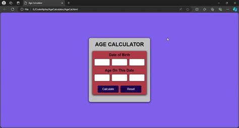 Imasha Ekanayake On Linkedin Codealpha Agecalculator Task Html Css Javascript